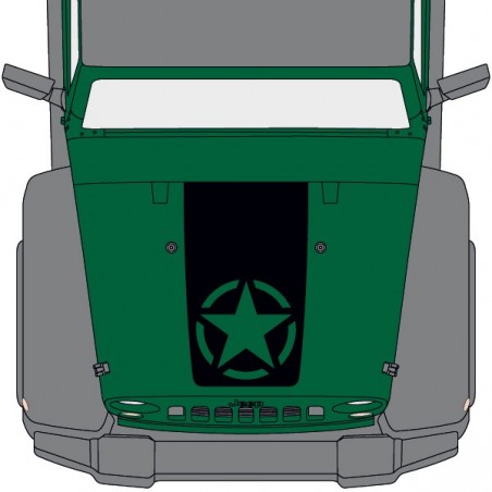 Jeep Wrangler Rubicon Hood Decals, Military Star - Passion Stickers